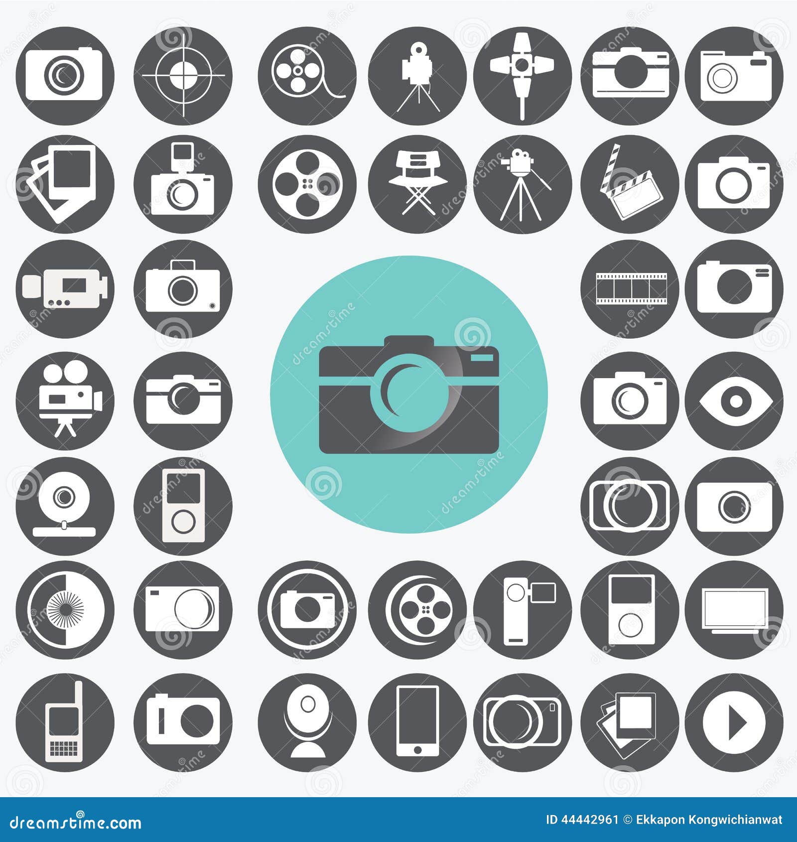 Photography icons set. stock illustration. Illustration of lighting ...