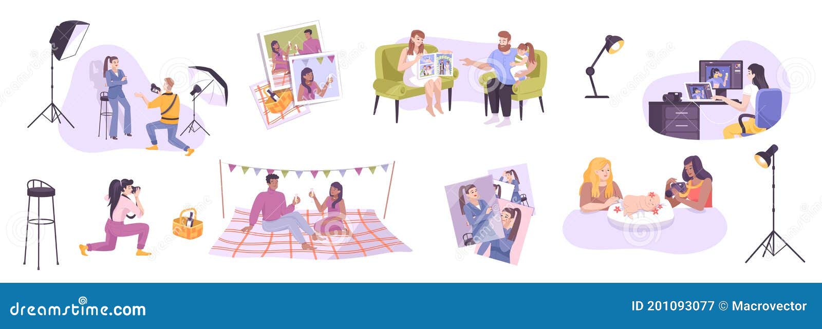 Photography Icons Set stock vector. Illustration of decorative - 201093077