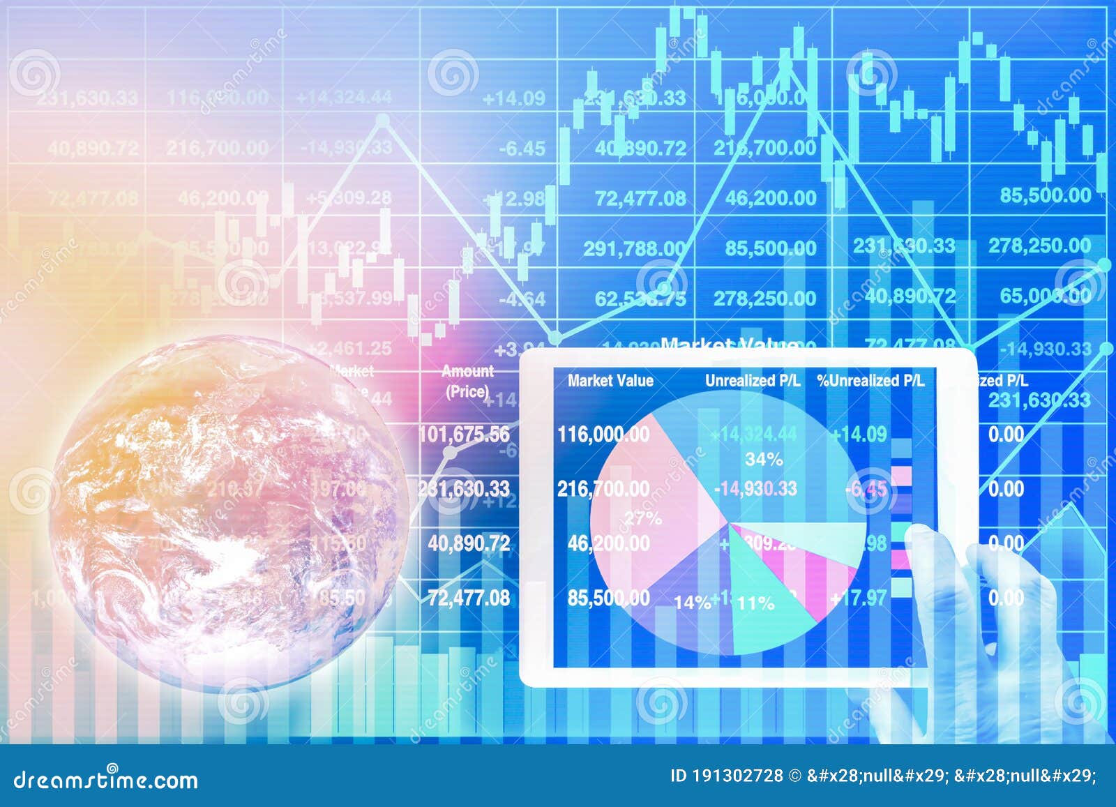 Photography Image of Global Business Data Background with Connected and ...