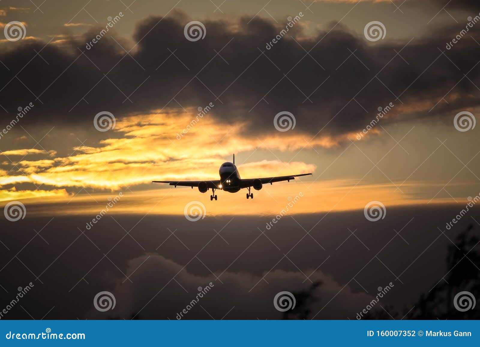 Air plane in sunset sky stock photo. Image of tourism - 160007352