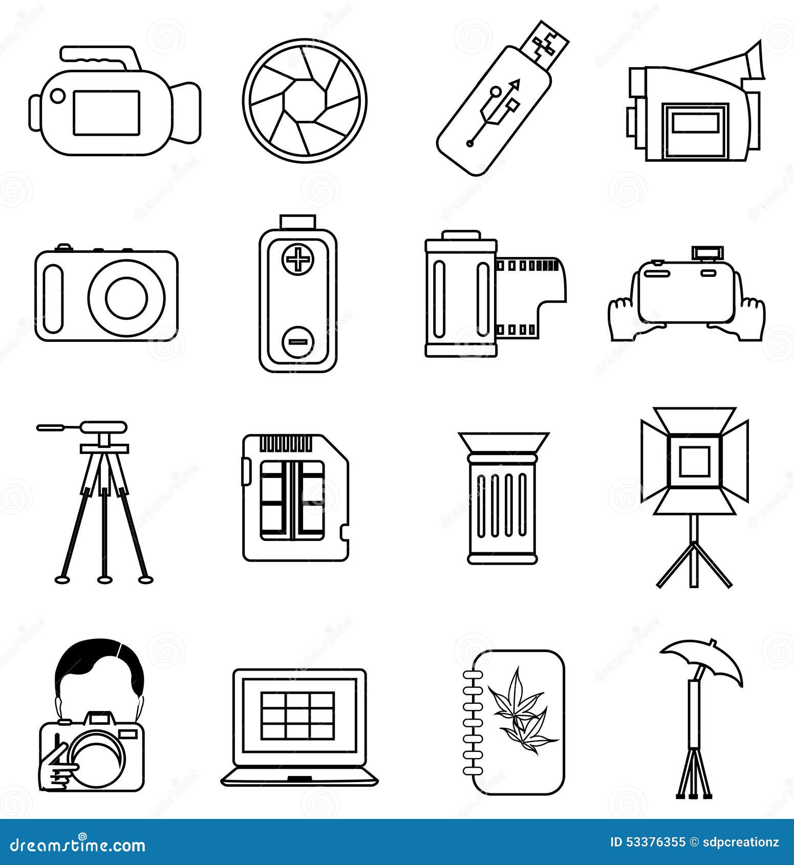 Photography line icons set stock vector. Illustration of soft - 53376355