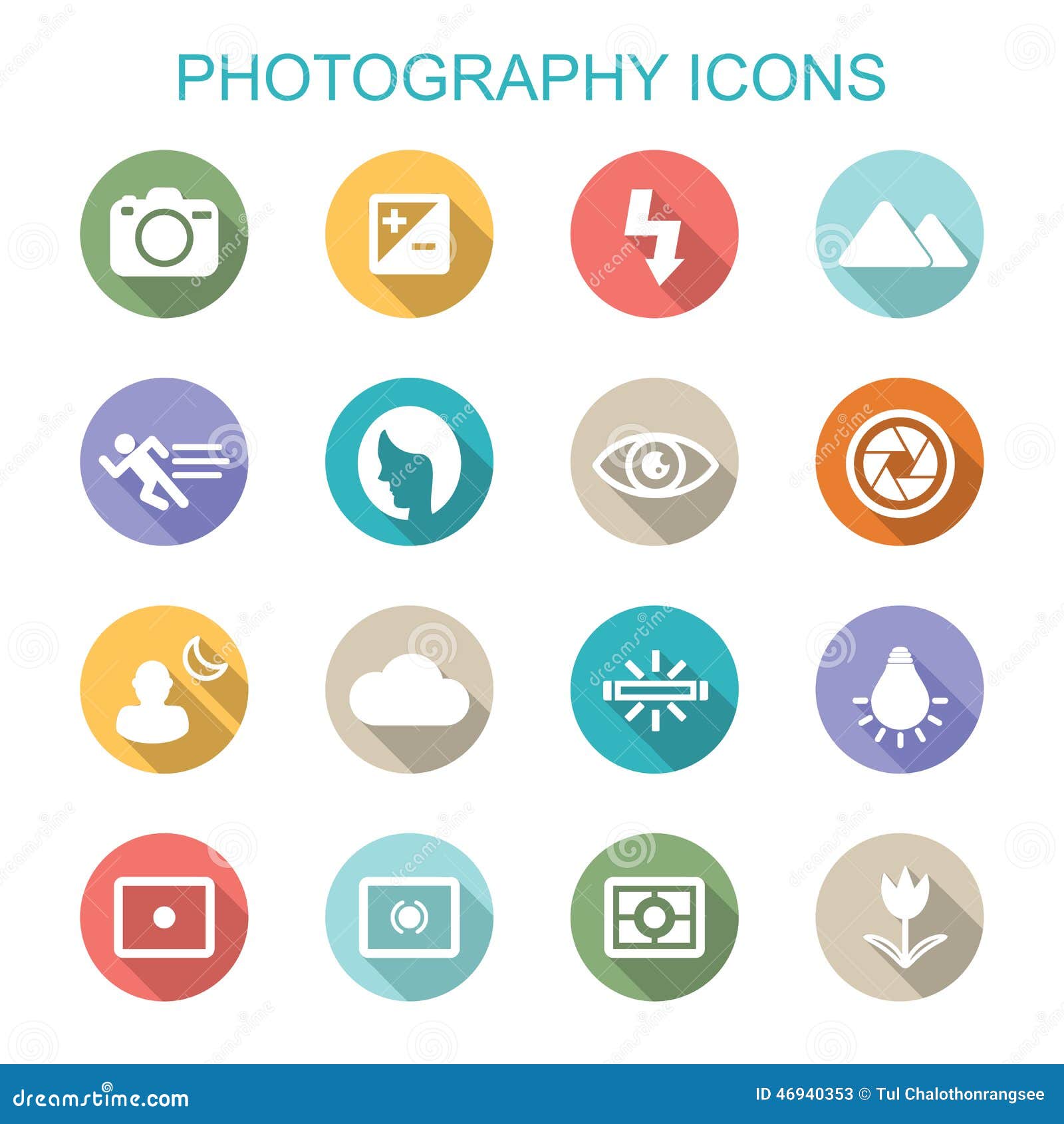 Photography Long Shadow Icons Stock Vector - Illustration of flash ...