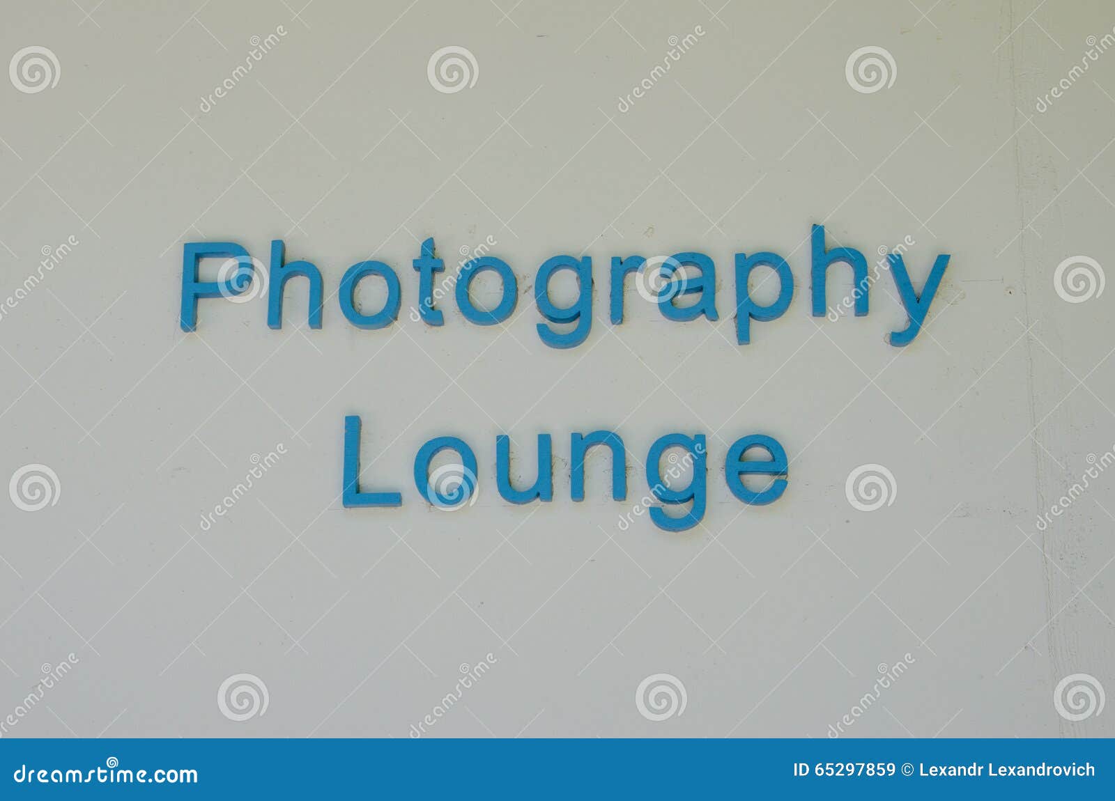 Photography Lounge Sign on White Wall Stock Image - Image of letters ...