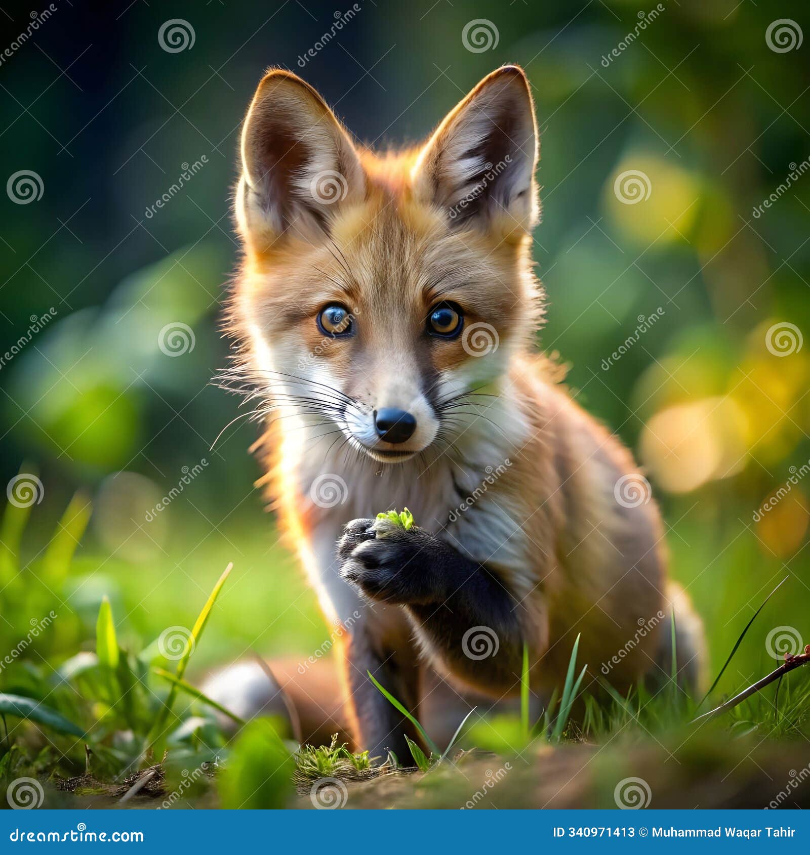 Photography of One Fox Playing Ultra Realistic Stock Illustration ...