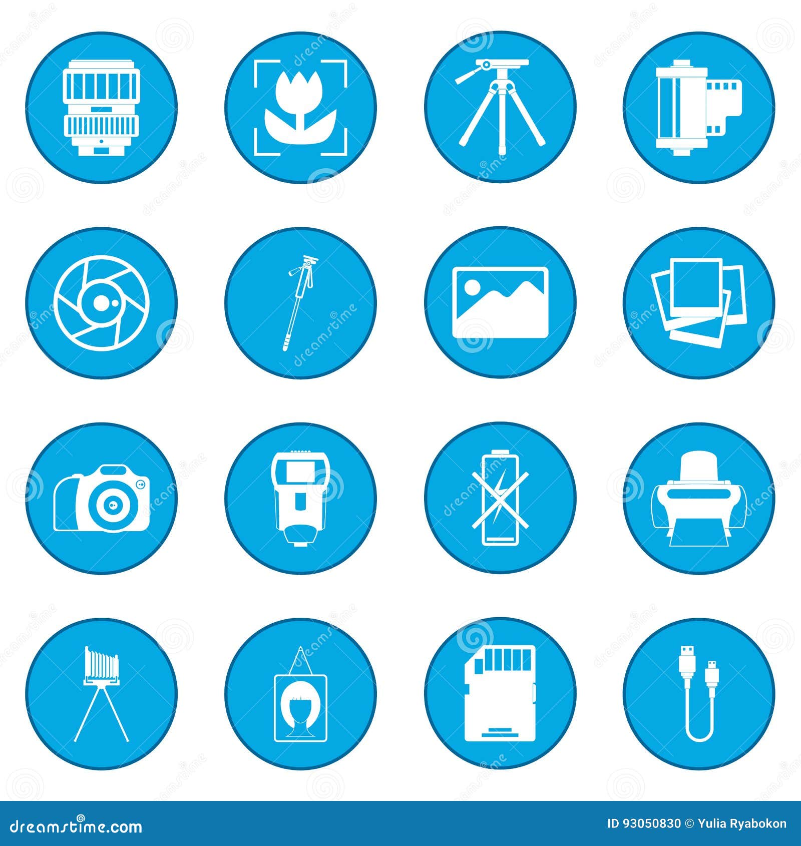 Photography set icon blue stock vector. Illustration of dslr - 93050830