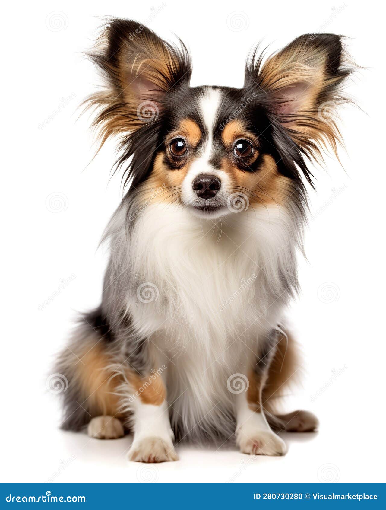 Papillon Posing stock illustration. Illustration of obedience - 280730280