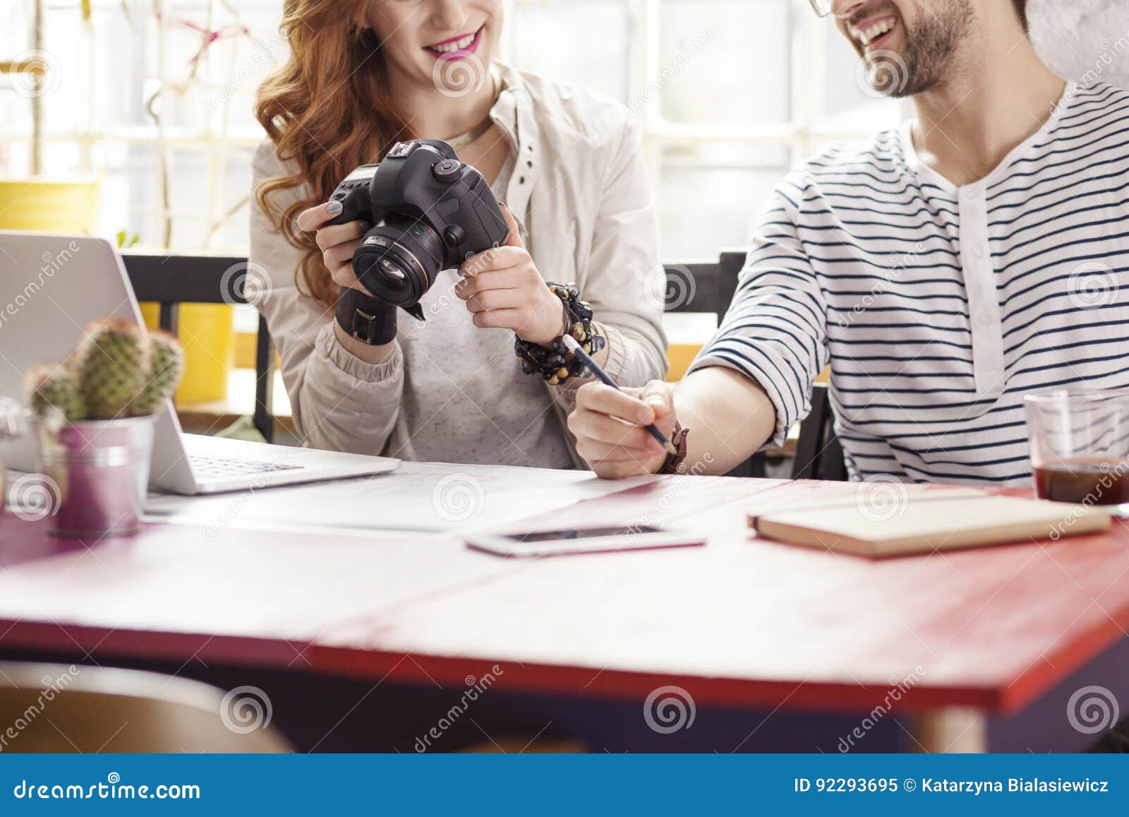 Photography Students Looking at Camera Stock Image - Image of device ...
