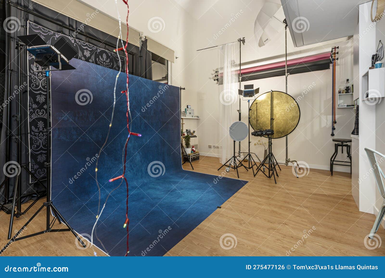 Photography Studio with Diffusers, Backgrounds, Spotlights Stock Photo ...