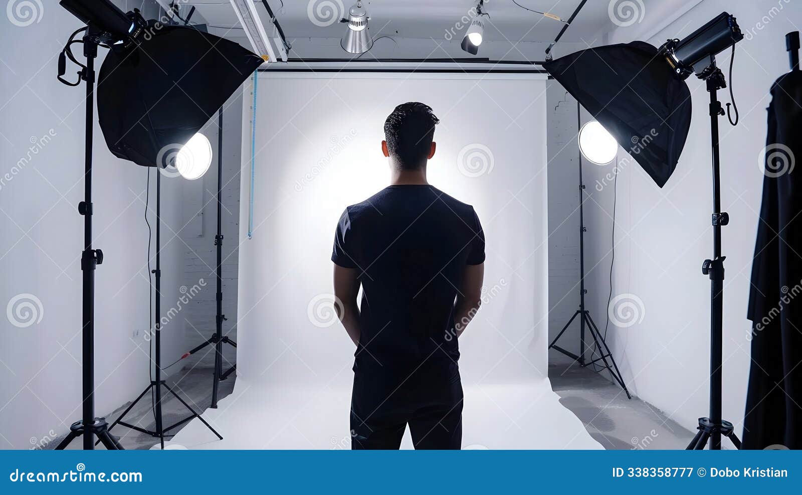 Photography Studio Lighting Setup Male Model Back View Stock ...