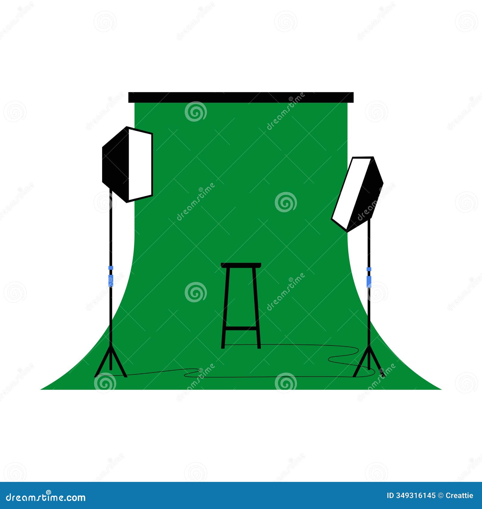 Photography Studio Setup with Green Screen in Flat Vector Illustration ...