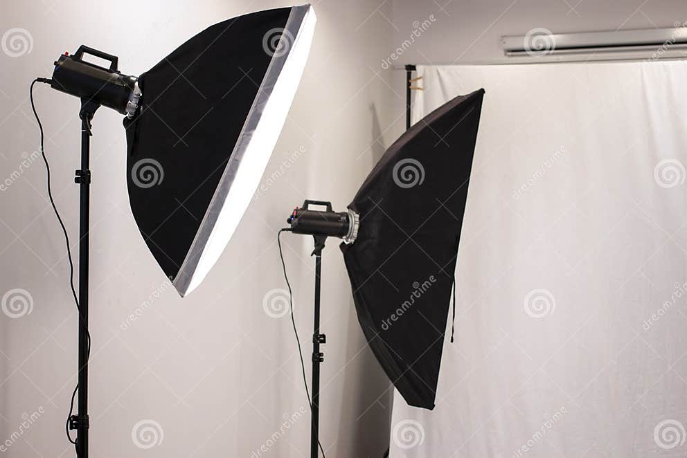 Photography Studio Softboxes Stock Image - Image of creative, backdrop ...