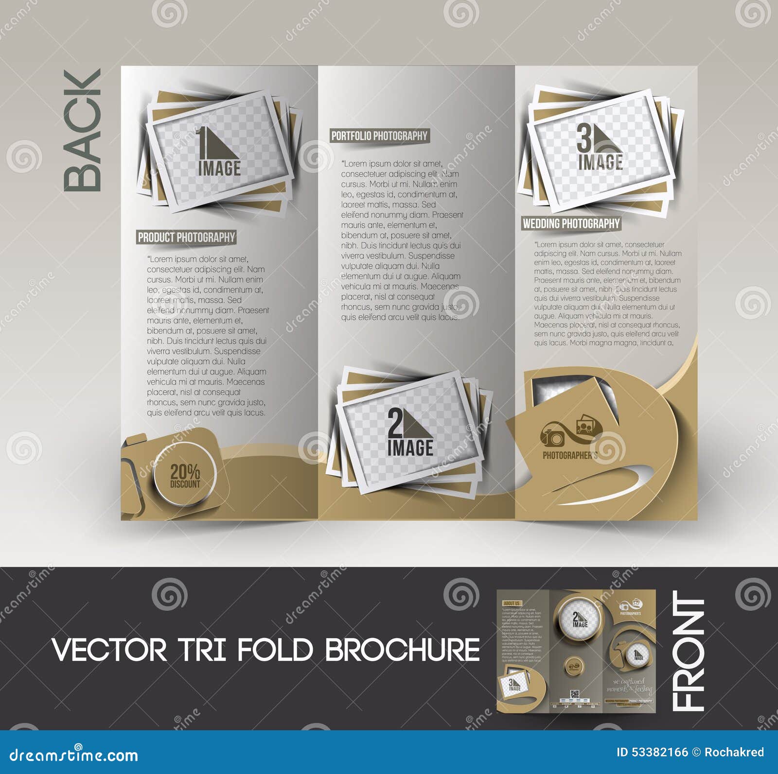 Photography Studio Tri-Fold Brochure Stock Vector - Illustration of ...