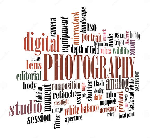 Photography tag cloud stock vector. Illustration of depth - 35446324