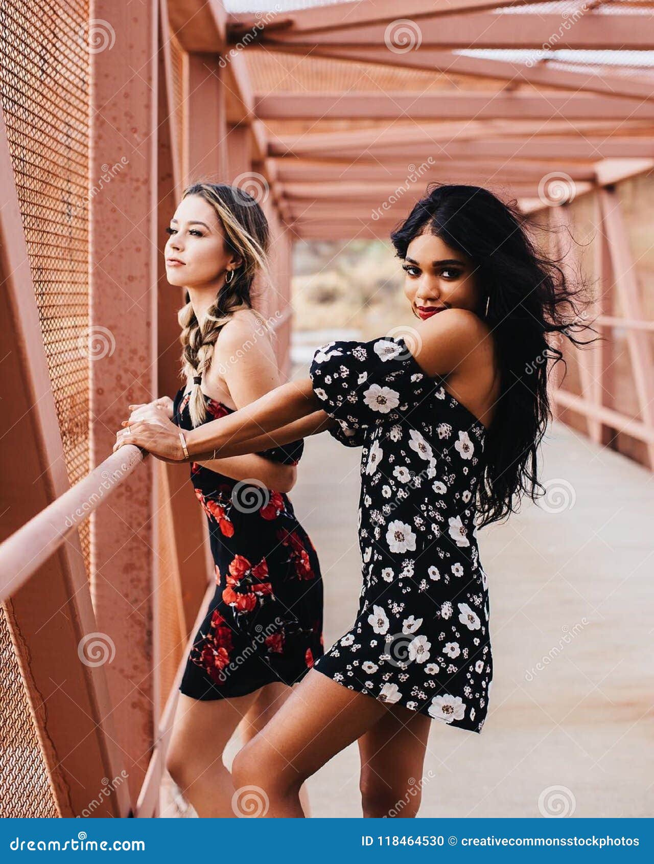 Photography Of Two Women On Bridge Picture. Image: 118464530