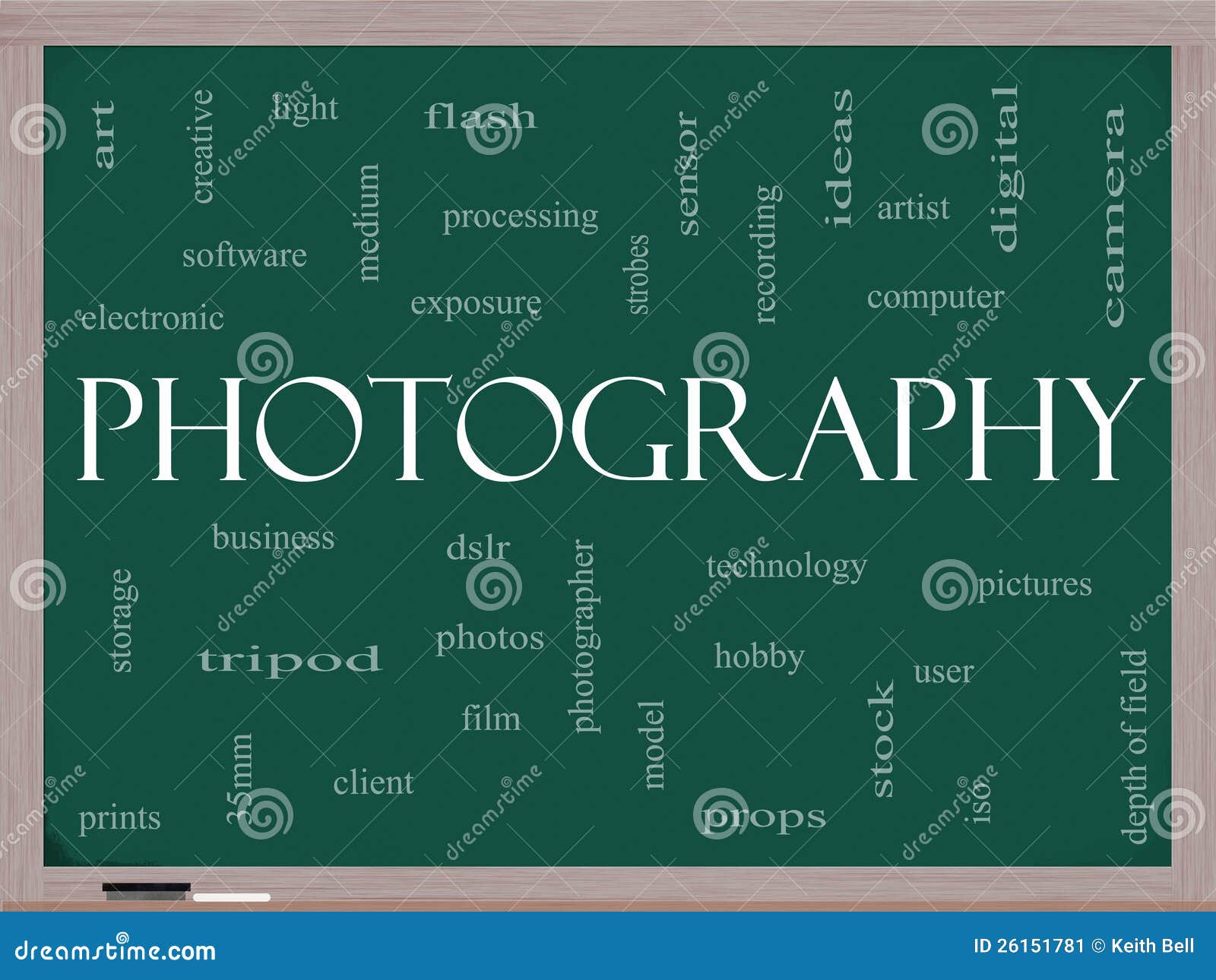 Photography Word Cloud Concept on a Blackboard Stock Illustration ...