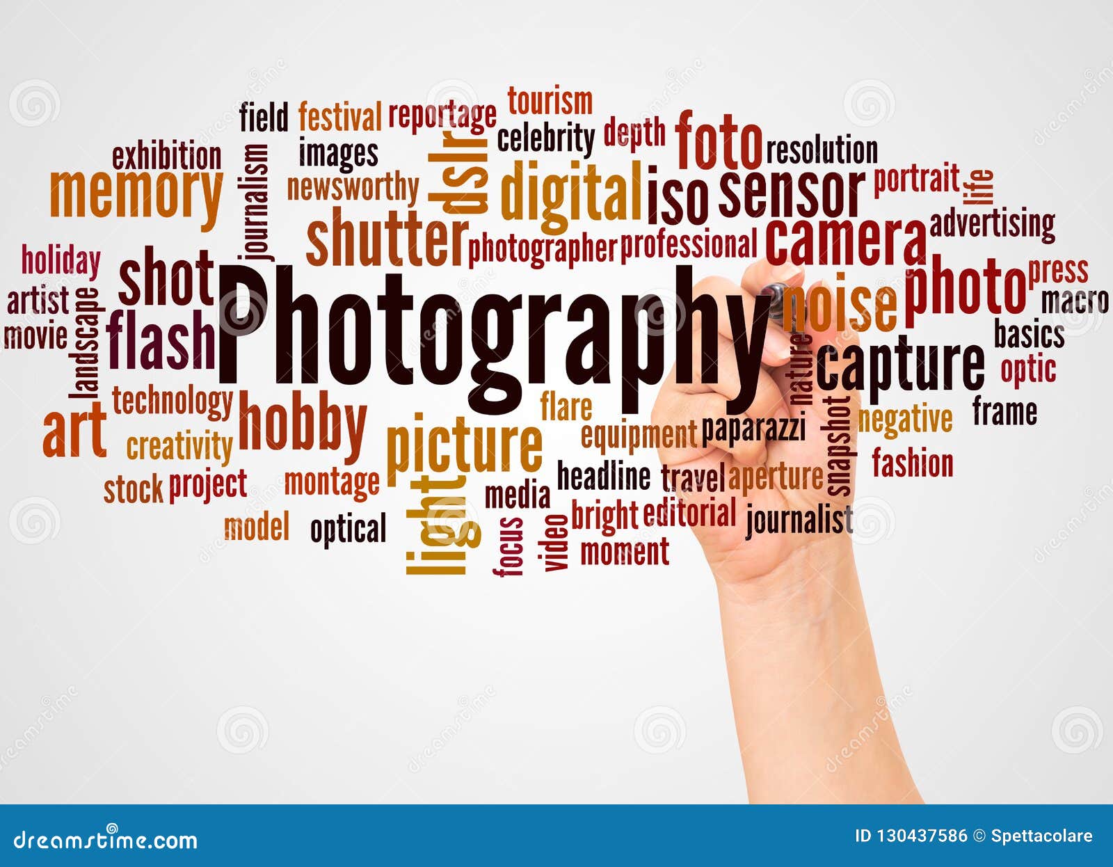 Photography Word Cloud and Hand with Marker Concept Stock Photo - Image ...