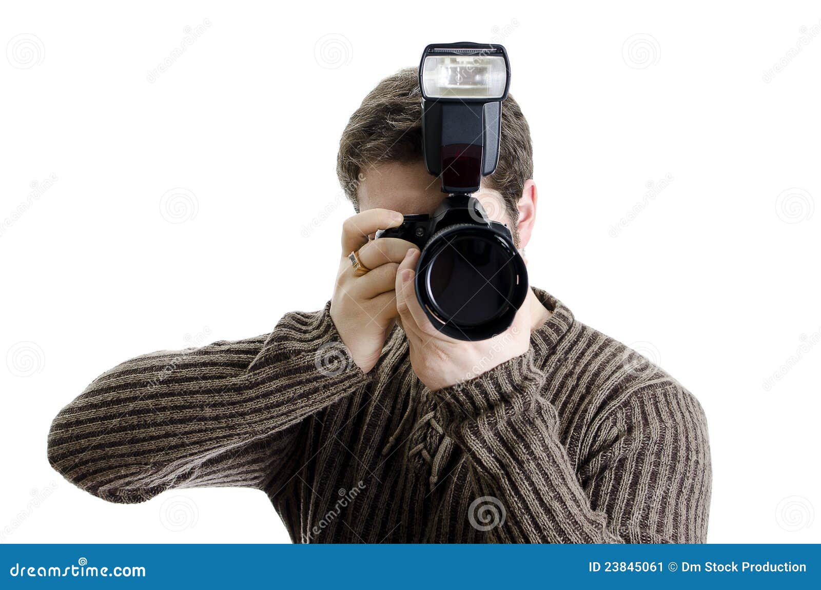 Photojournalist Holding Camera Stock Image - Image of professional ...