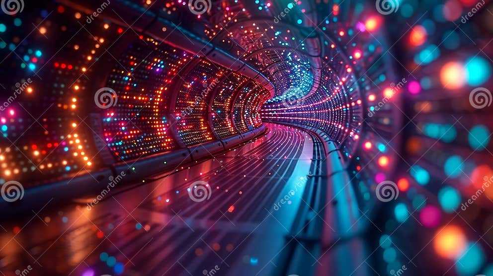 Photon Flux Visualization a Hightech Digital Showcasing a Complex Fiber ...