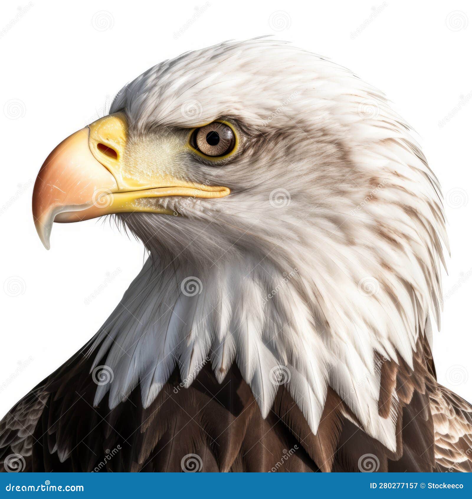 Photorealistic Bald Eagle Head Rendering on White Background Stock ...