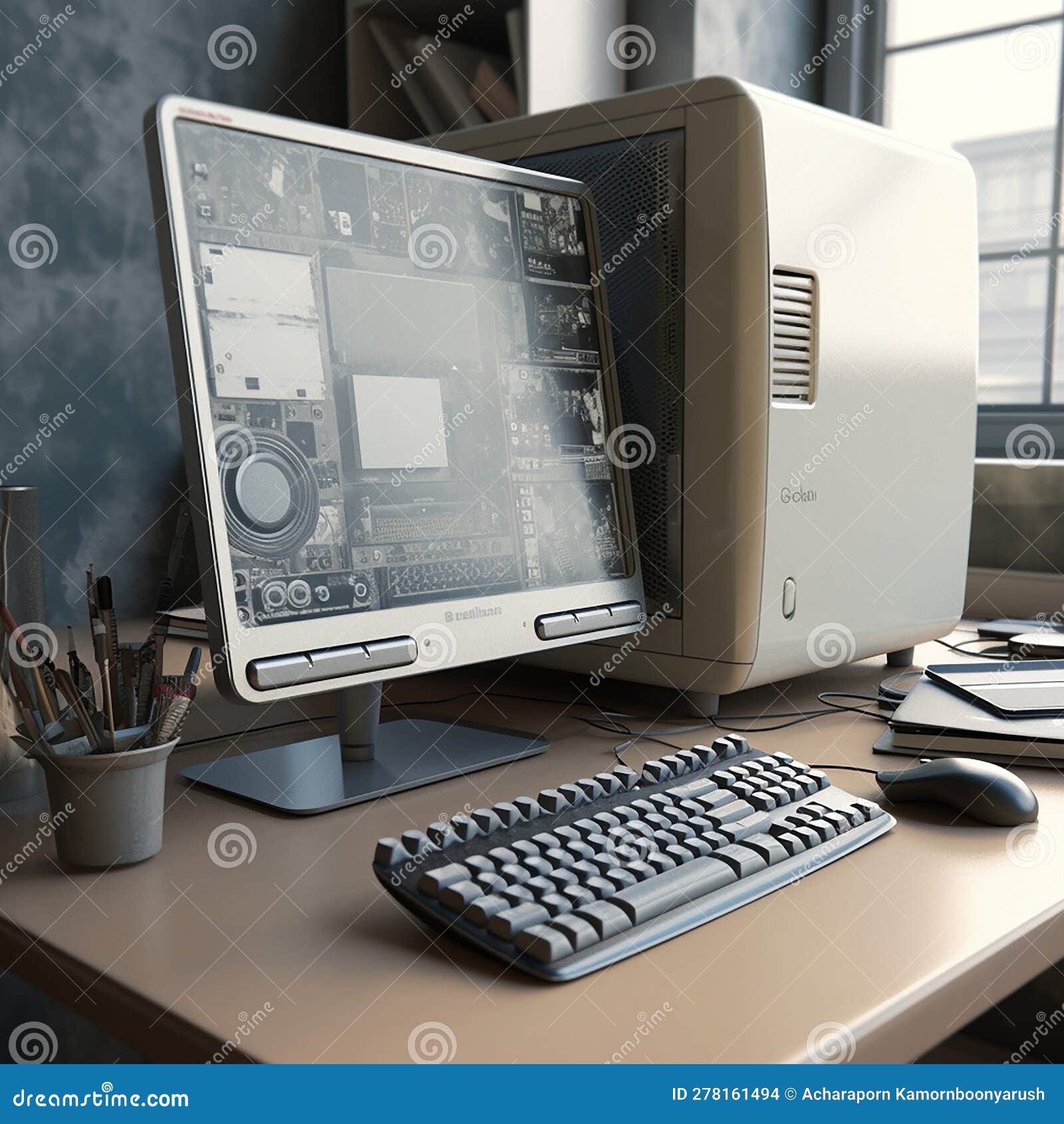 Photorealistic Computer, Old Vintage Office, Generative Ai Stock ...