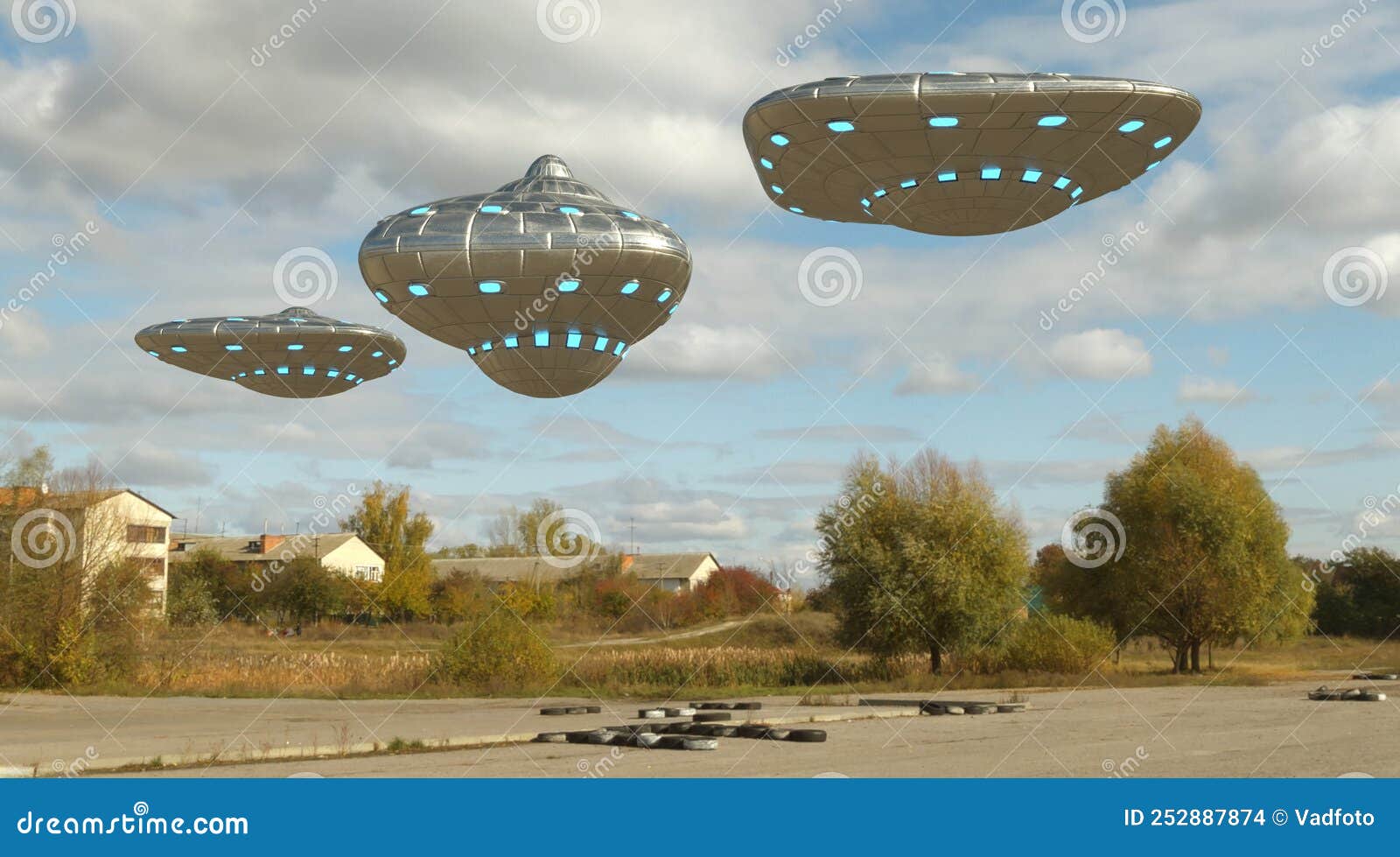 Ufo 3d Visualization, 3d Render Stock Illustration - Illustration of ...
