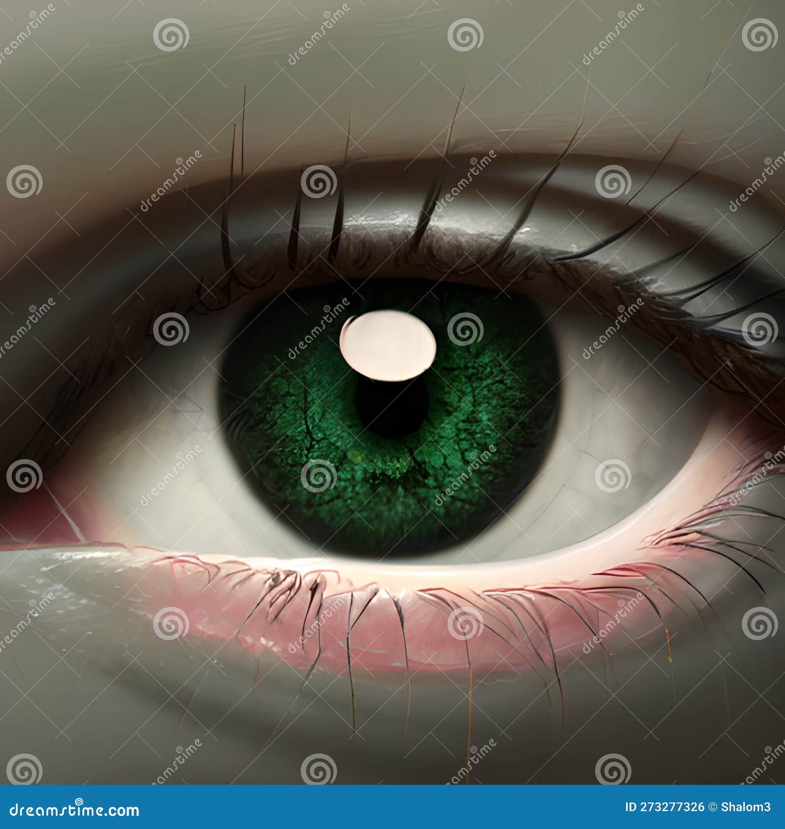 Photorealistic Drawing of the Human Eye with a Green Iris and ...