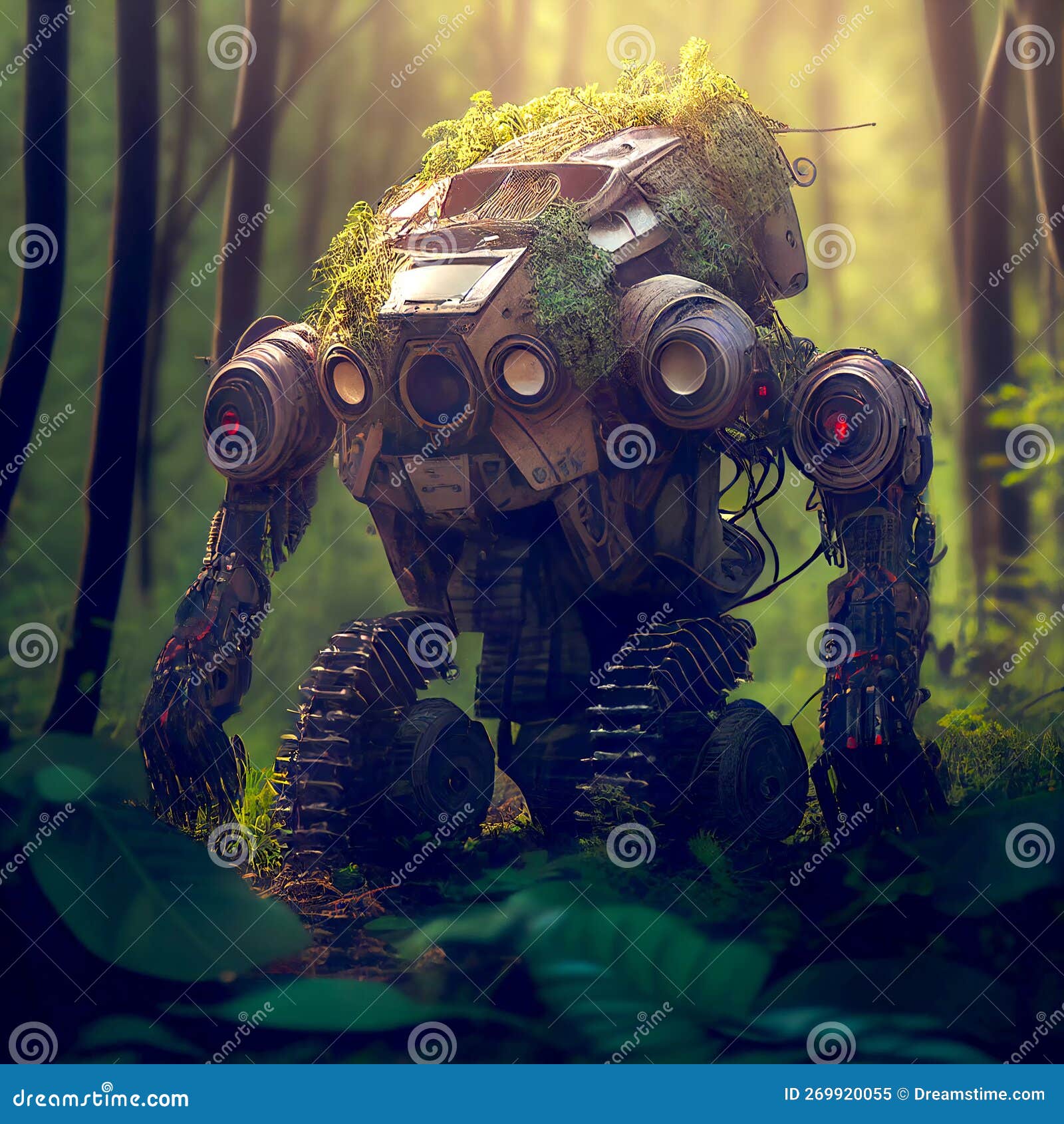 Photorealistic Illustration Old Abandoned Robot Stock Illustration ...