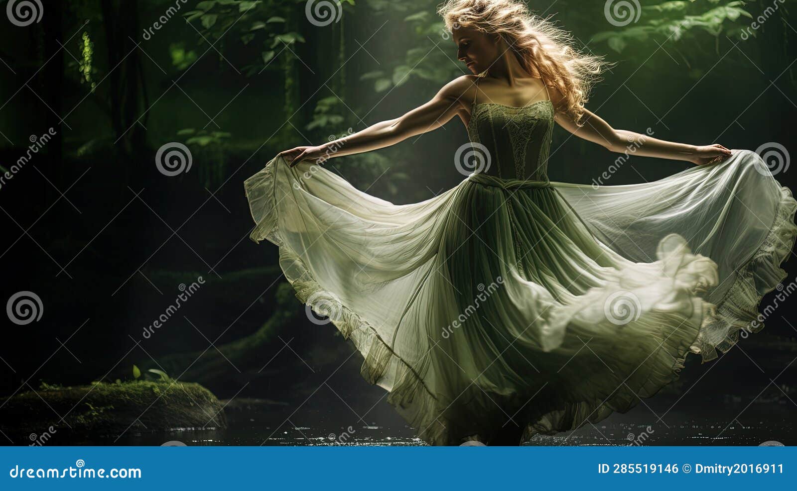 Photorealistic Image of a Dancing Forest Fairy. Stock Illustration ...