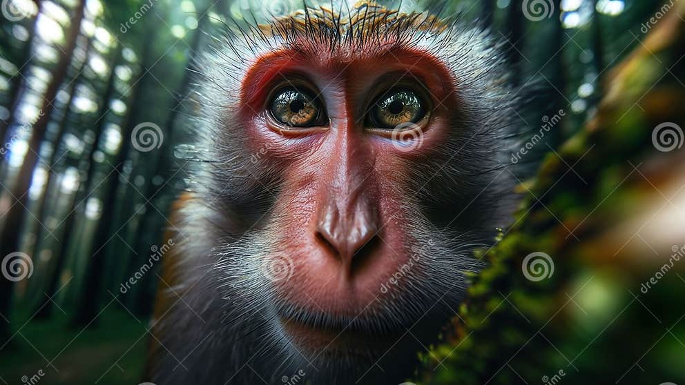 Macaca Fuscata Monkey in the Forest, Realistic AI Generated ...