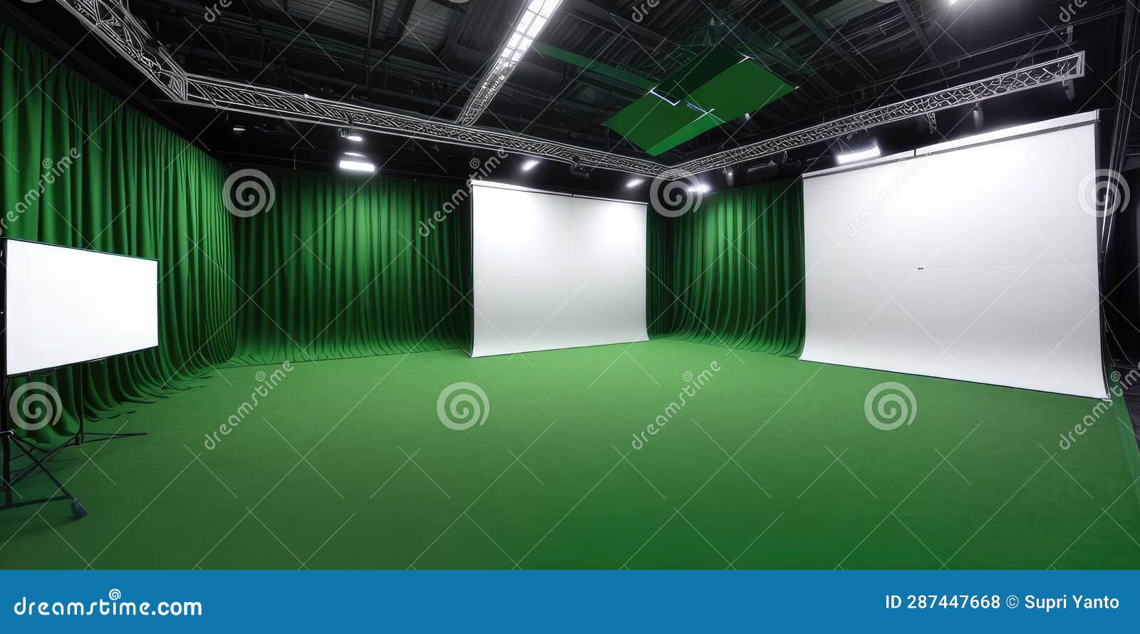 Photorealistic Indoor Green Screen Studio Stock Illustration ...