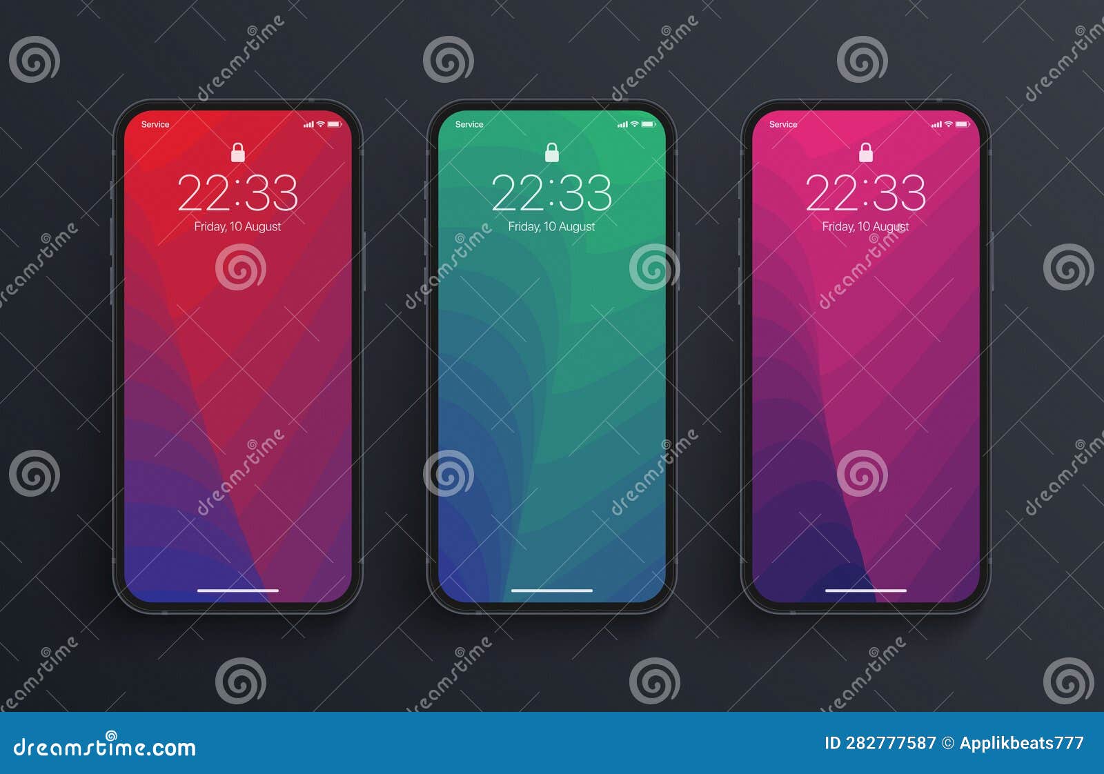 Photorealistic Iphone Screen with Different Variations of Warped ...