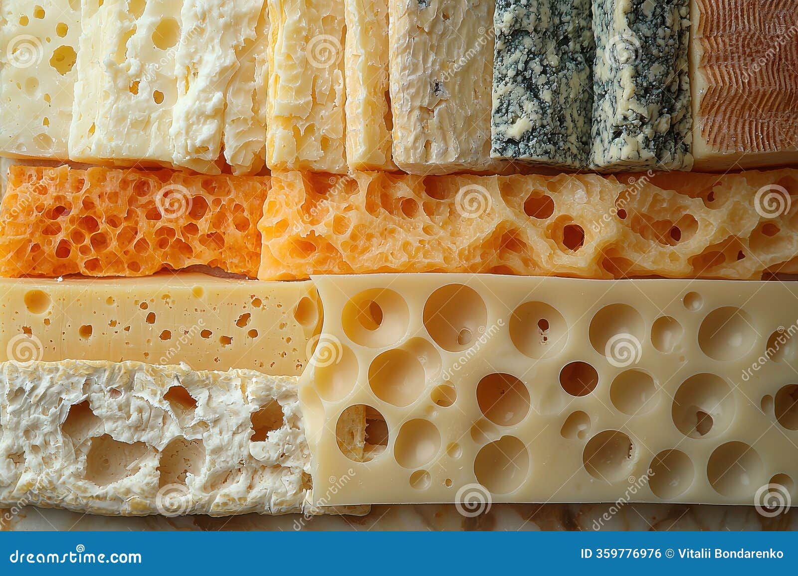 Different Cheeses Stacked On Shelves At A Creamery Stock Photo ...