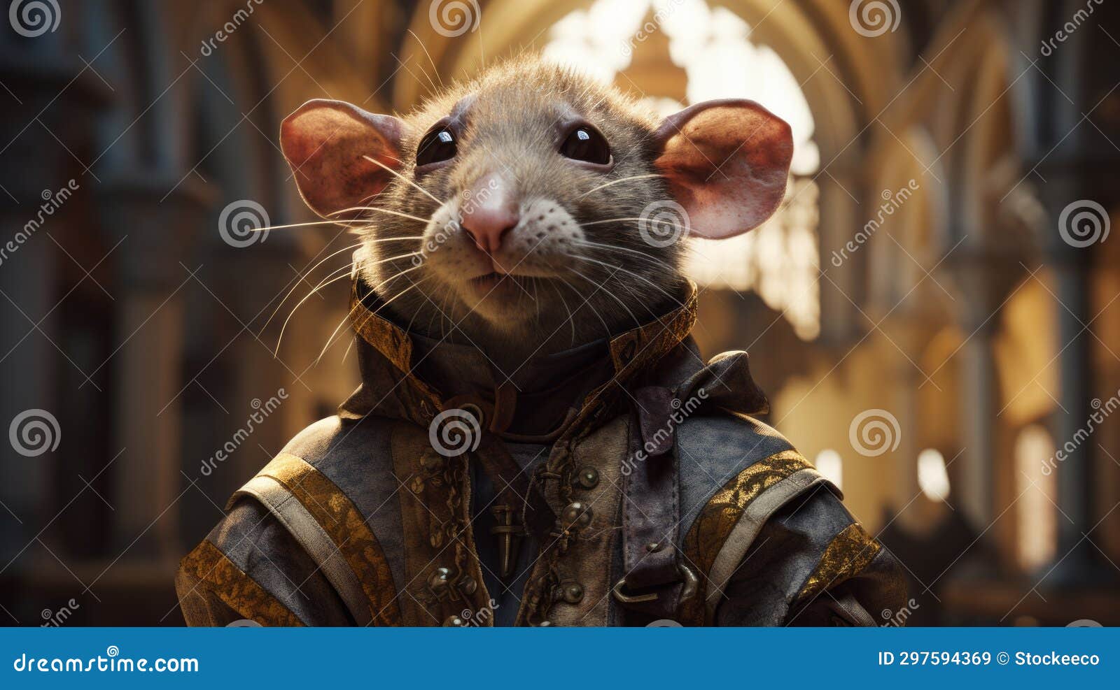Photorealistic Rendering of a Rat in Armor in a Sci-fi Baroque Setting ...