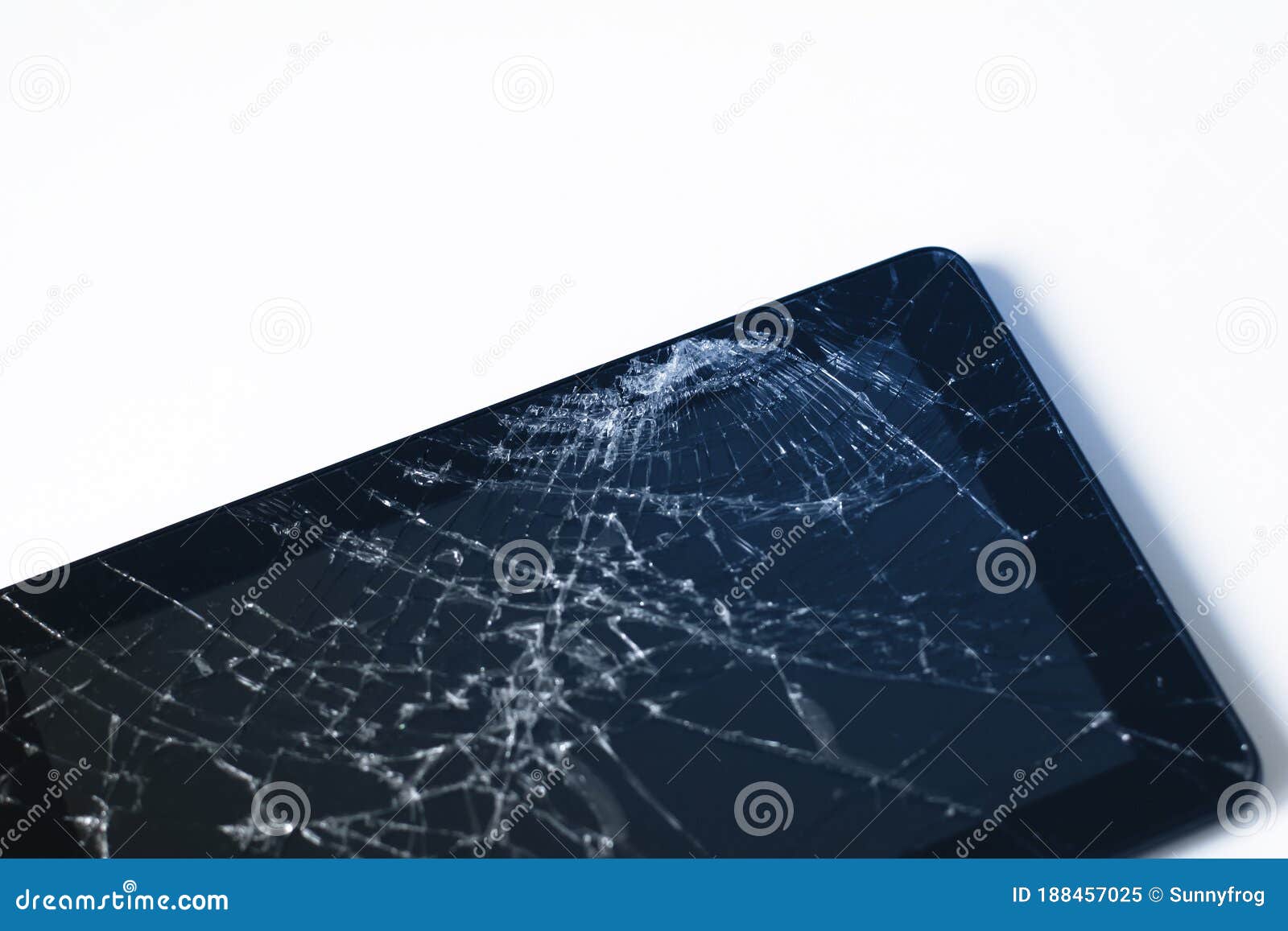 Photos of Cracked Display on a Tablet Isolated on White. Tablet with ...