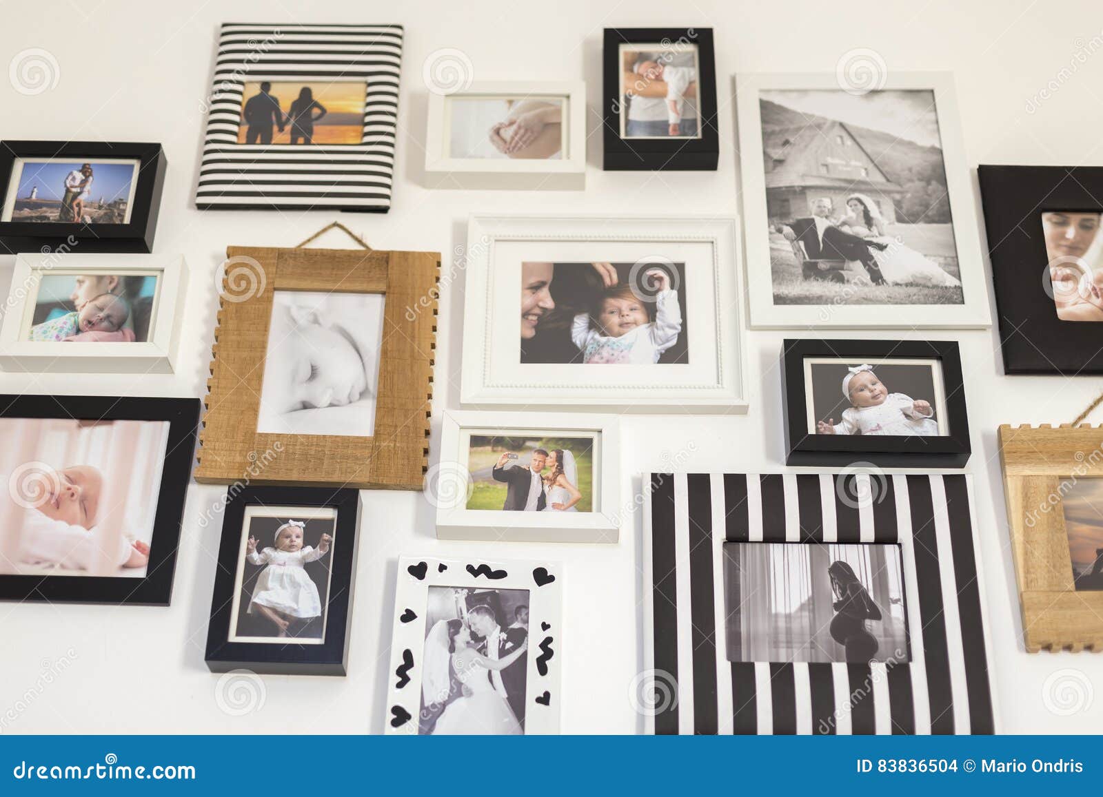 Photos of the Family in Various Photo Frames Stock Photo - Image of ...