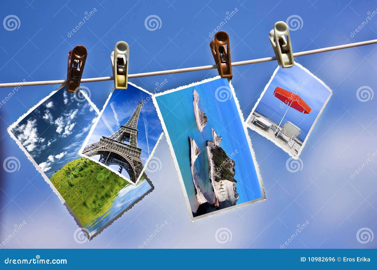 Photos hanging on a rope stock photo. Image of frame - 10982696