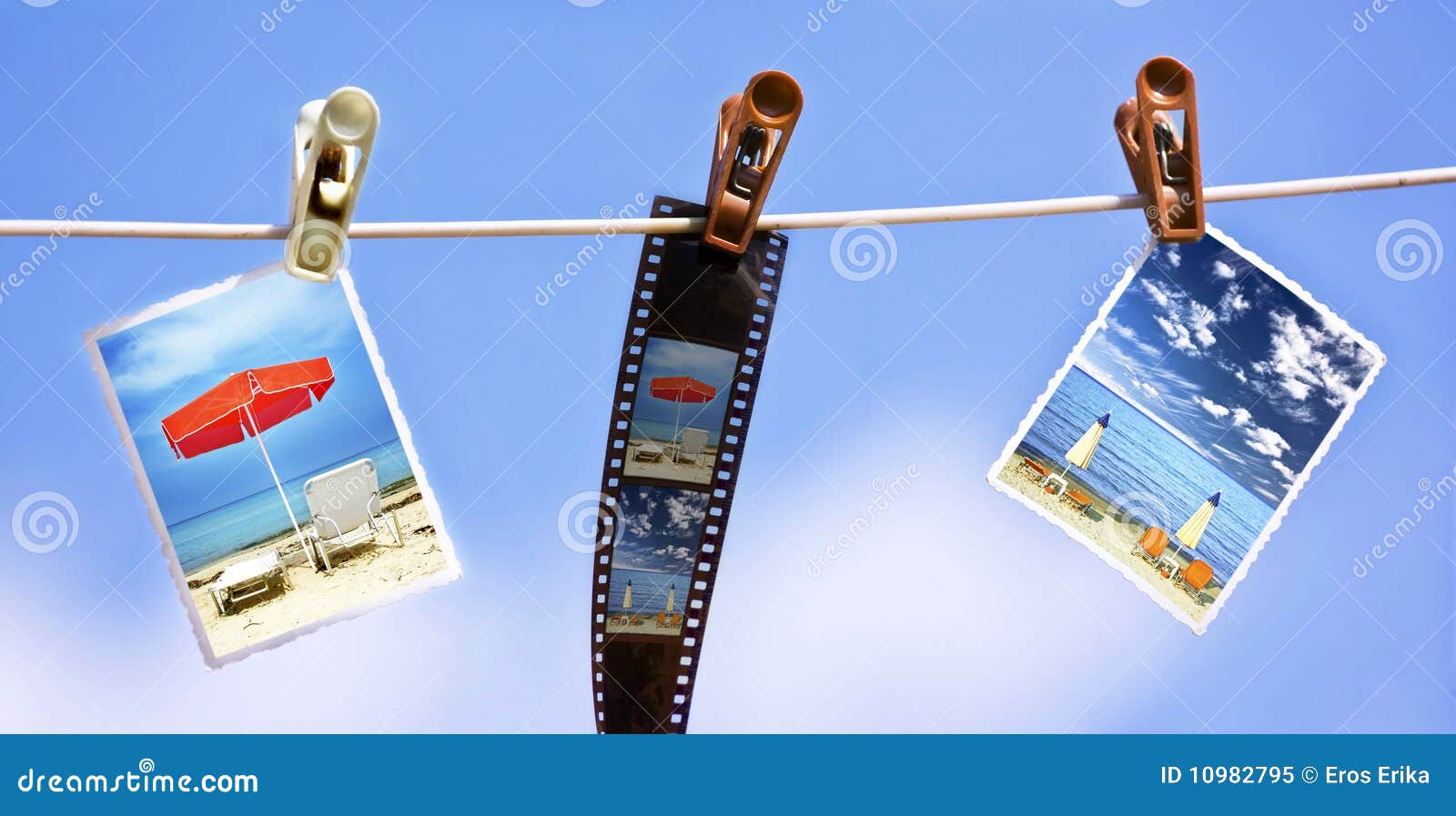 Photos hanging on a rope stock image. Image of seashore - 10982795