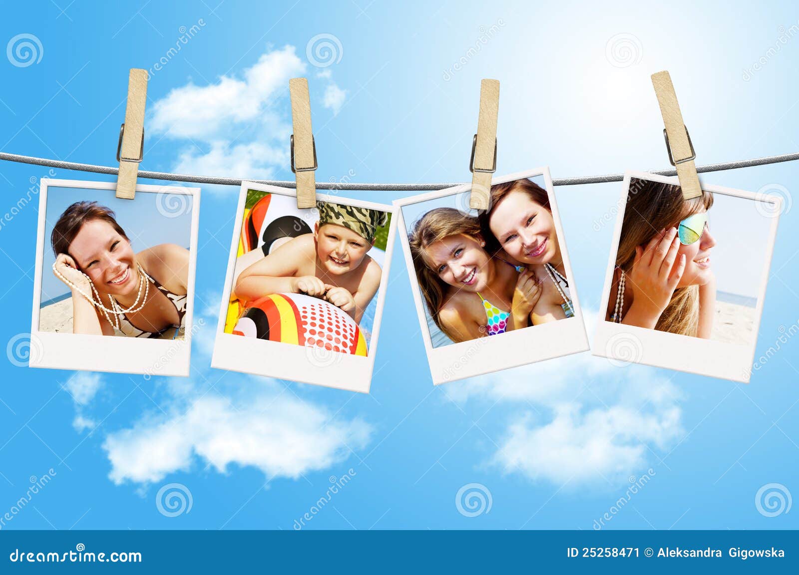 Photos of Holiday People Hanging on Clothesline Stock Image - Image of ...