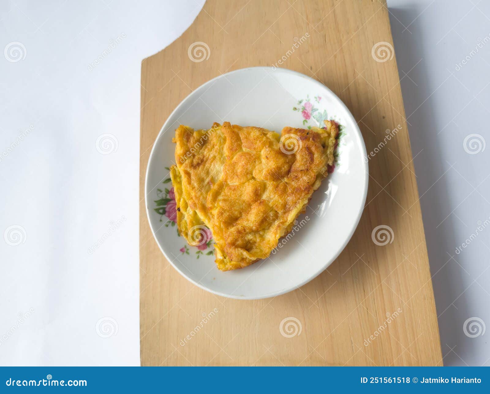 Omelet on a White Plate on a White Background Stock Photo - Image of ...