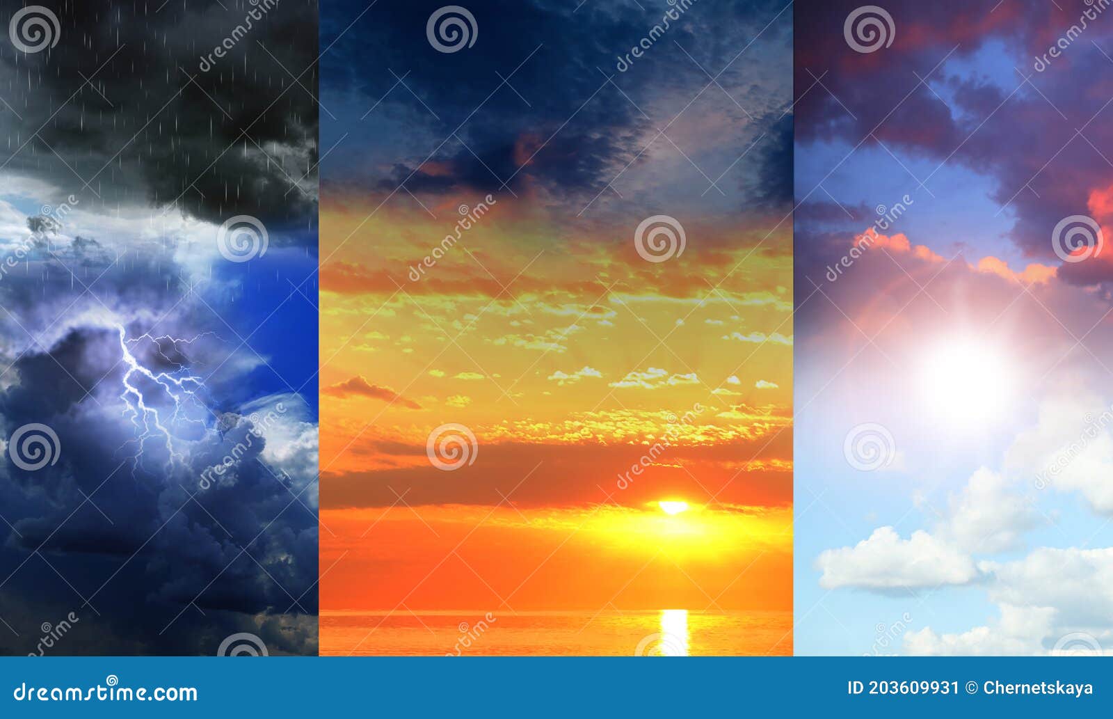 Photos of Sky in Collage. Different Weather Stock Image - Image of ...