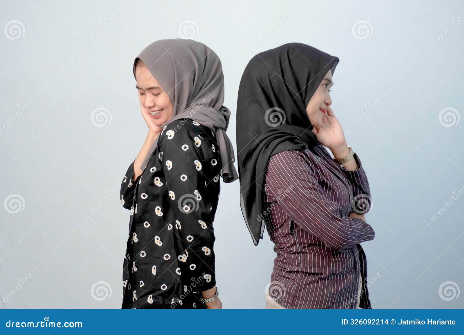 Two Indonesian Women Wearing Hijabs Wearing Regional Clothes from Java ...