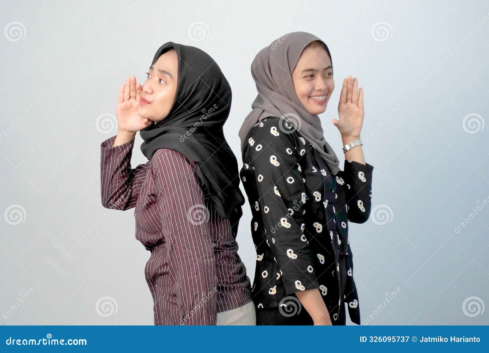 Two Indonesian Women Wearing Hijabs Wearing Regional Clothes from Java ...