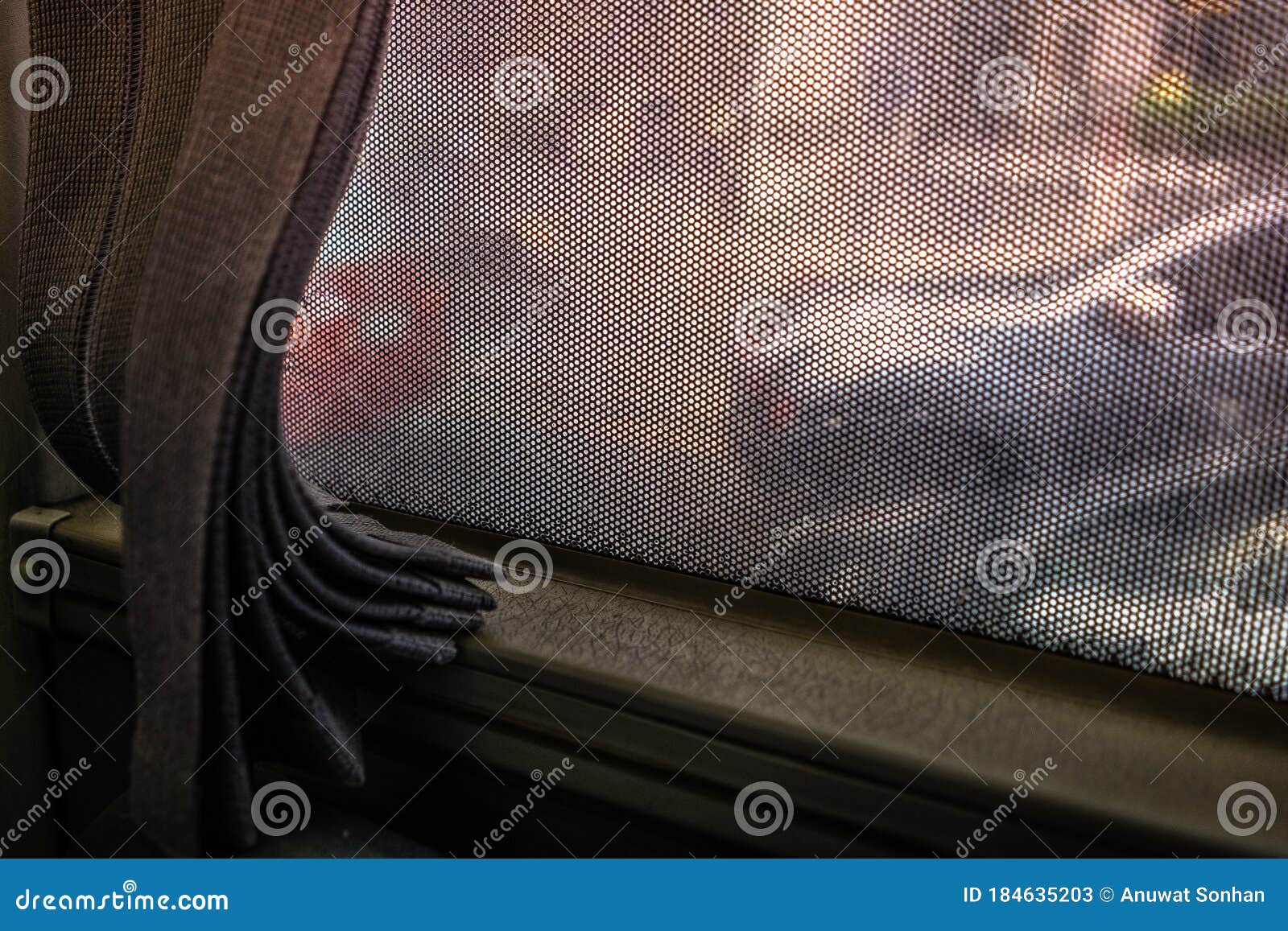 Photos of the Windows in the Bus, with Blinds and Soft Focus of the Car ...