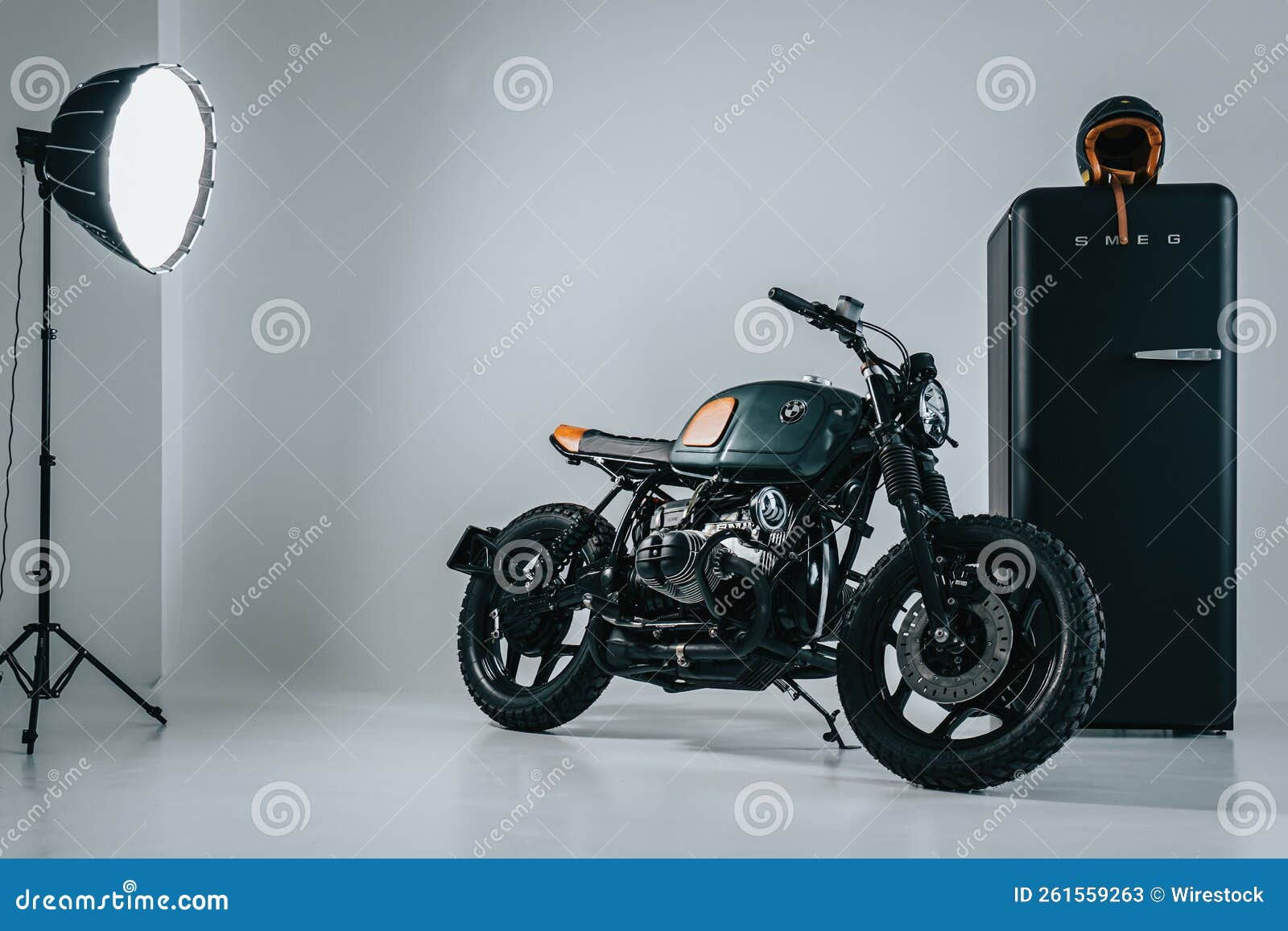Photoshoot of a Black Motorcycle in a Studio Editorial Stock Photo ...