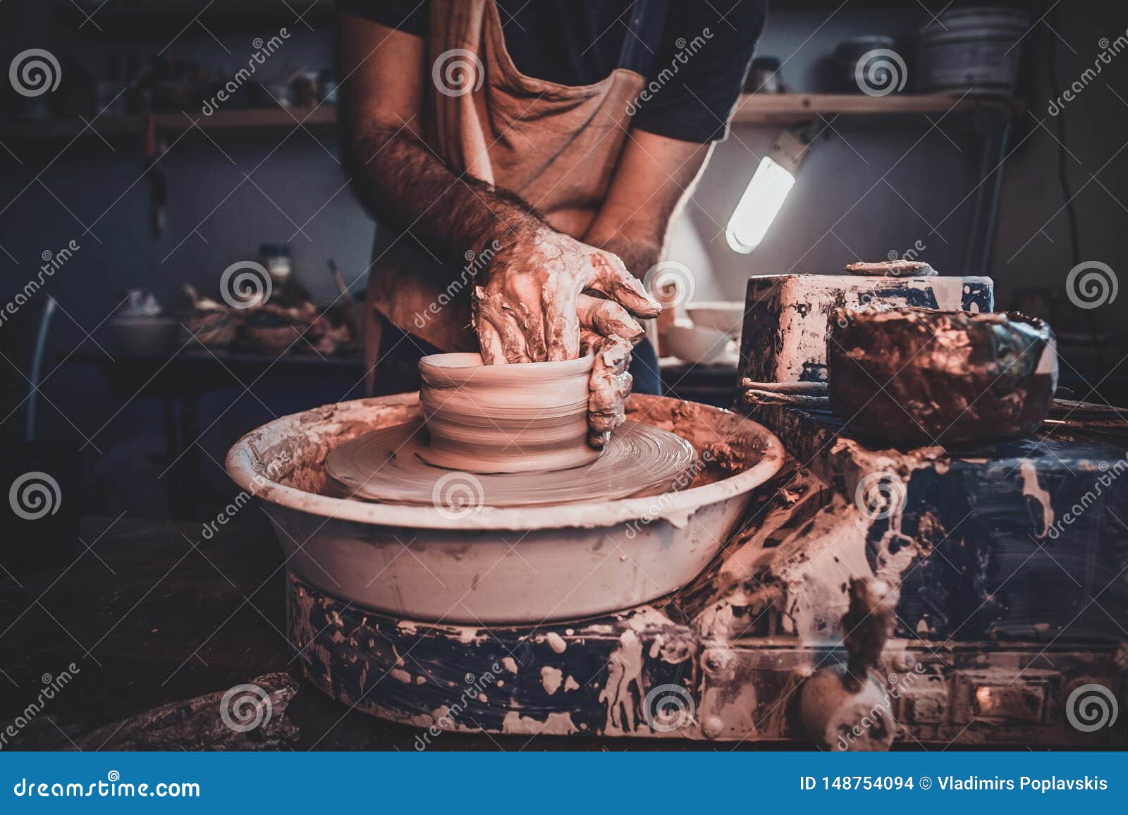 Photoshoot of Working Process with Clay by Diligent Man. Stock Photo ...