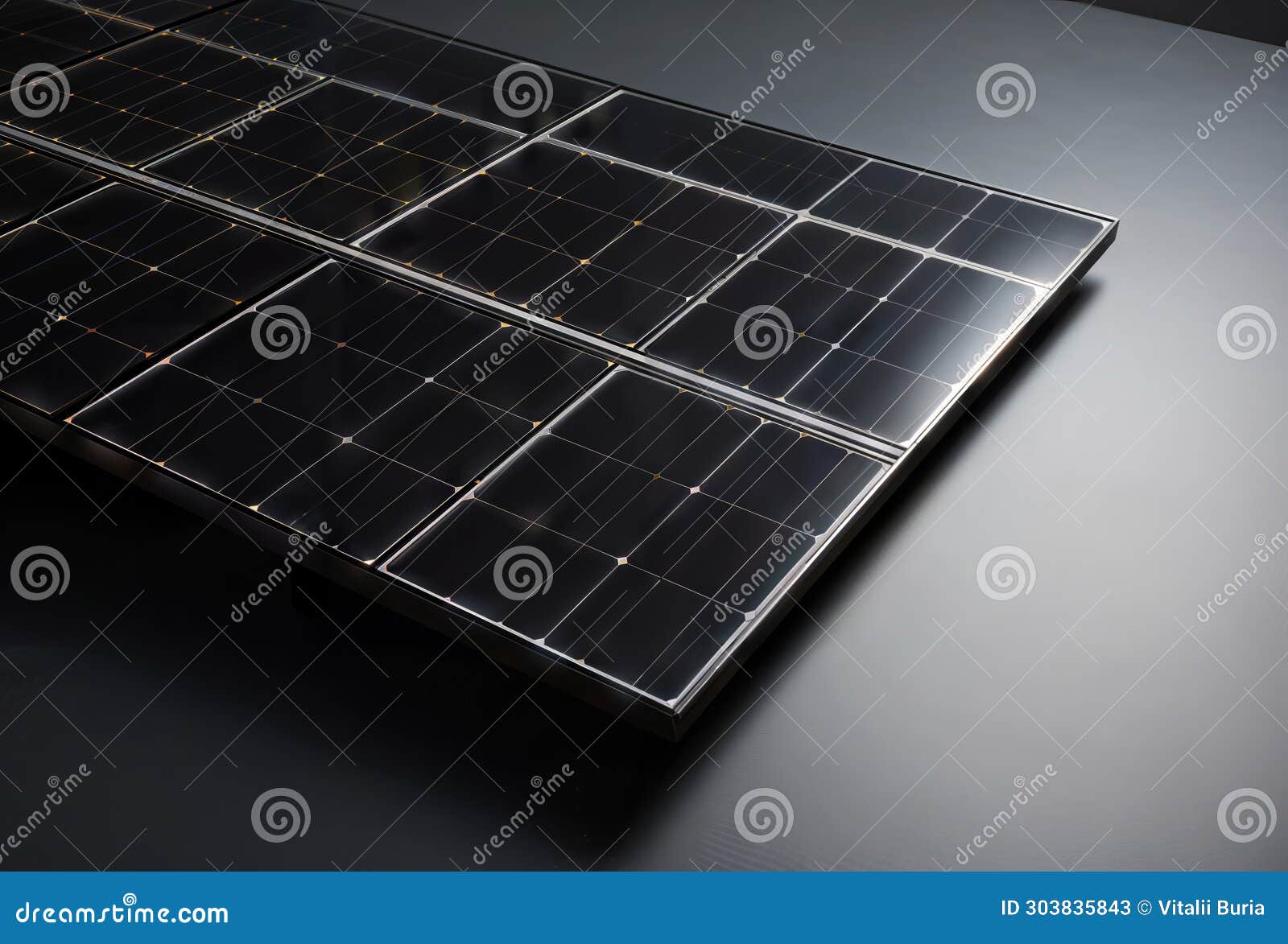 Solar Panel on a Black Background. Photovoltaic Cells., Generative Ai ...