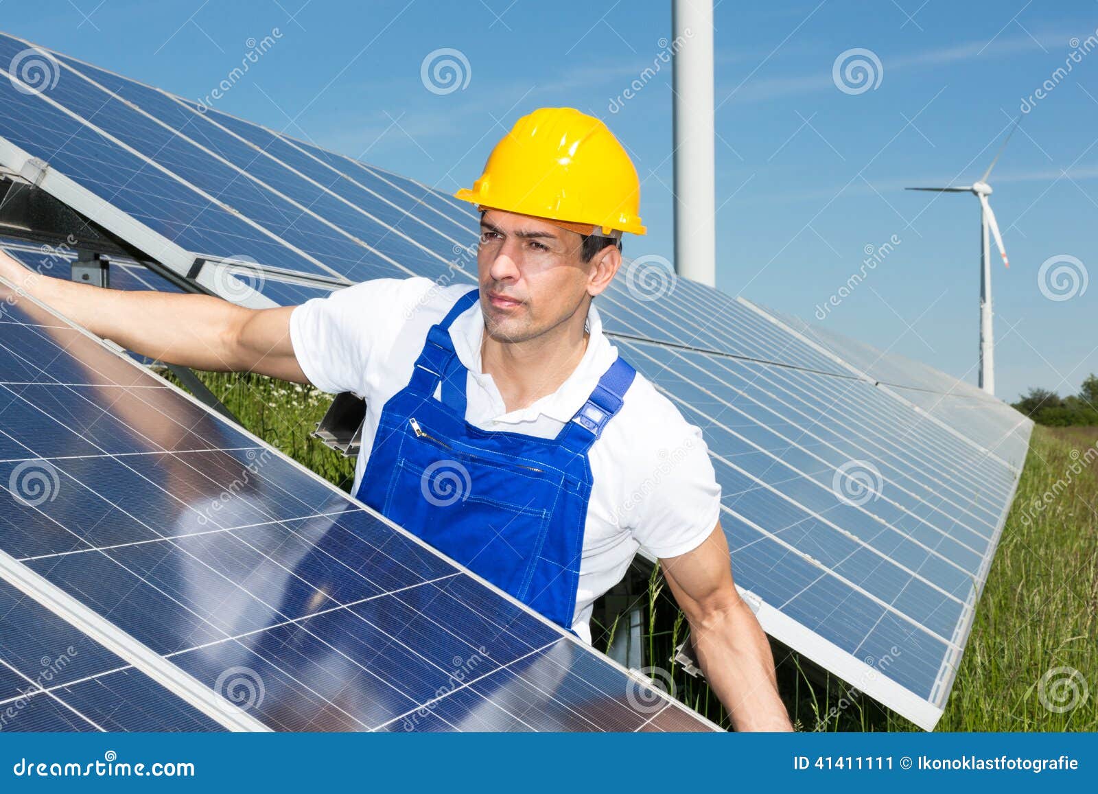 Photovoltaic Engineer or Installer Installing Solar Panel Stock Image ...