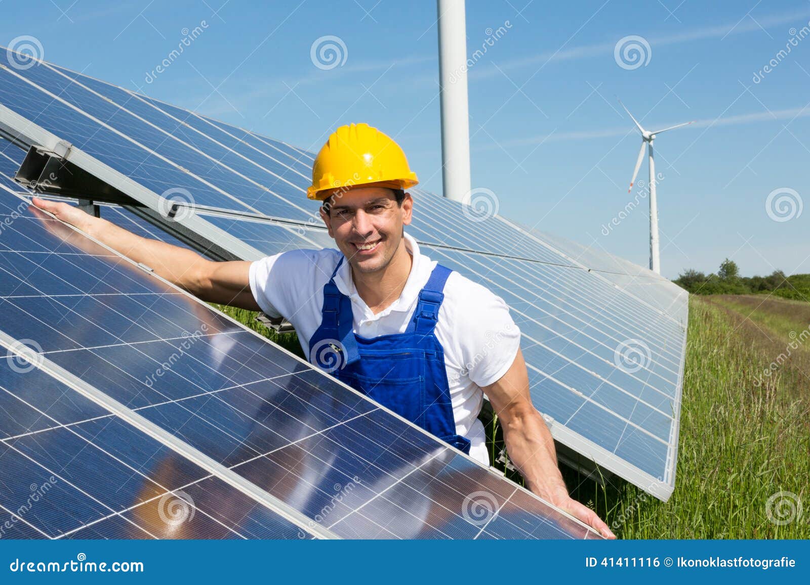 Photovoltaic Engineer or Installer Installing Solar Panel Stock Photo ...