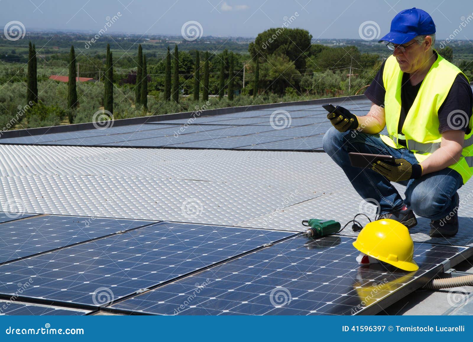Photovoltaic engineer stock image. Image of panels, laborer - 41596397