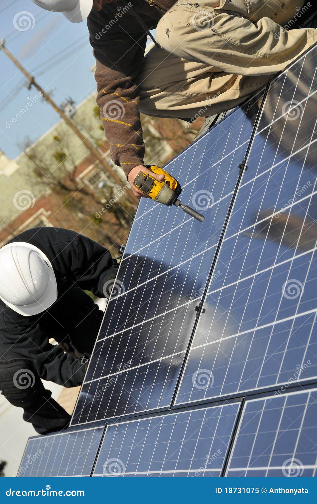 Photovoltaic Installers Working Stock Image - Image of modern, frame ...